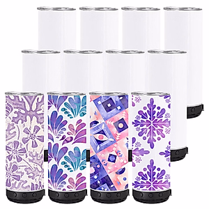 HIZEE 12pack 20oz cups Bluetooth Sublimation Tumbler with Straw and Lid, Double-Wall Stainless Steel Vacuum Insulation Sublimation Tumbler Blank, RemovableRechargeable Bluetooth Wireless Speaker Black