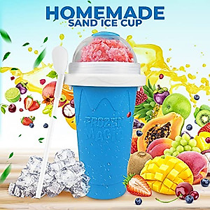 Slushy Maker Cup - Travel Slushie Cup, TIKTOK Quick Freeze Magic Cup, Double Layer Slushy Cup, Cooler Smoothie Silicon Cup, Mini Ice Cream Maker, Slushies - Blue.
