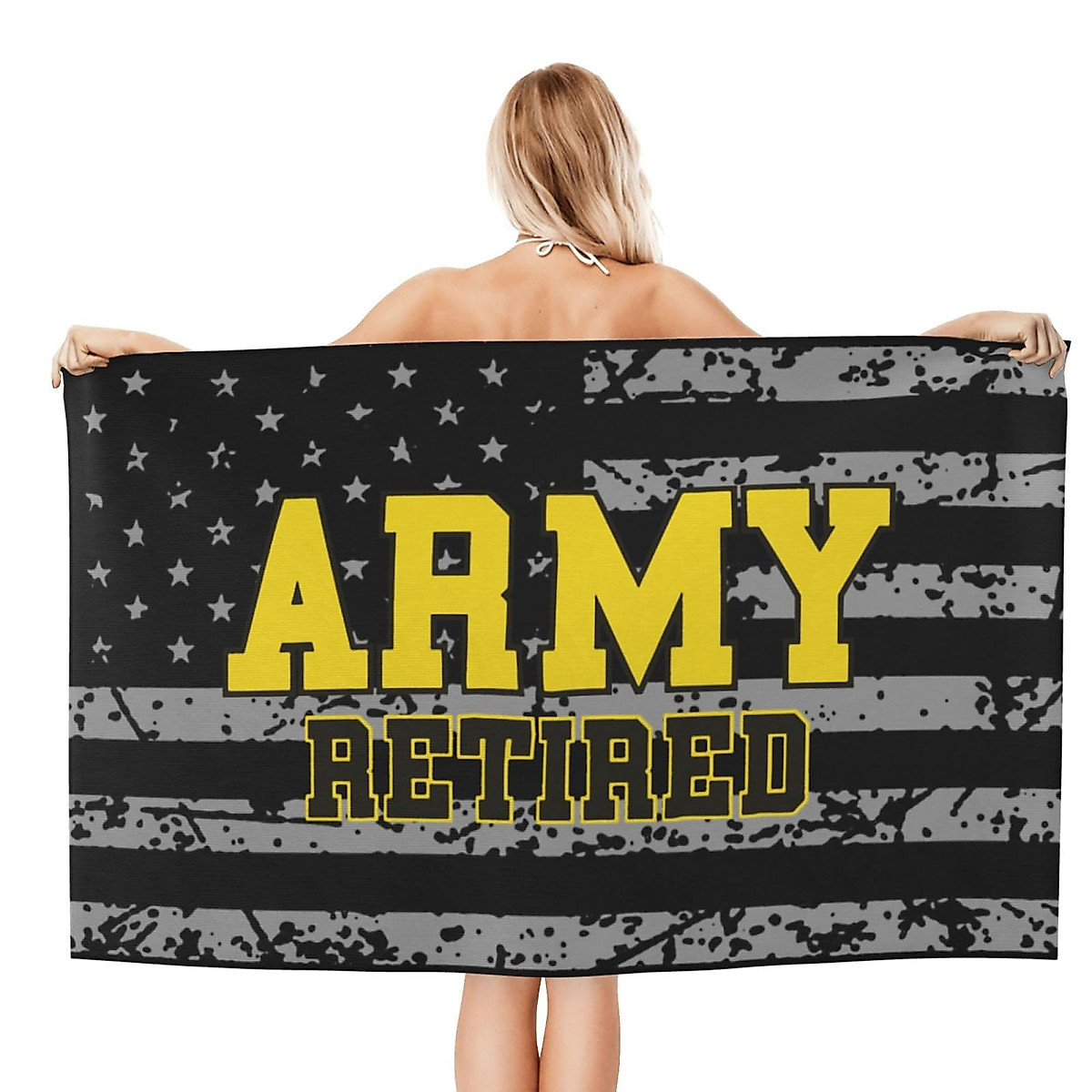 Army Retired Beach Towel Absorbent Bathroom Towels Microfiber Beach Towels Oversized Super ​32x52 Inch