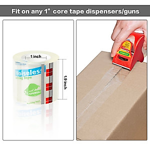 Packing Tape with Dispenser Clear Noiseless Packaging Tape for Shipping Moving Strong Sealing Adhesive Industrial Depot Tapes for Storage 1.96 inch x 33 Yards 1” Core 3 Pack