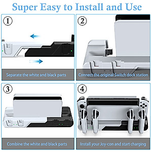 ZNKG Switch Controller Charging Dock Station Compatible with Nintendo Switch & OLED Model with 4 Joy-con Charging Slots, Joy Con Charger Stand Station for Nintendo Switch with 2 Game Card Slots Dobe