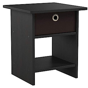 Furinno Dario End Table / Side Table / Night Stand / Bedside Table with Bin Drawer, 2-Pack, Espresso/Brown