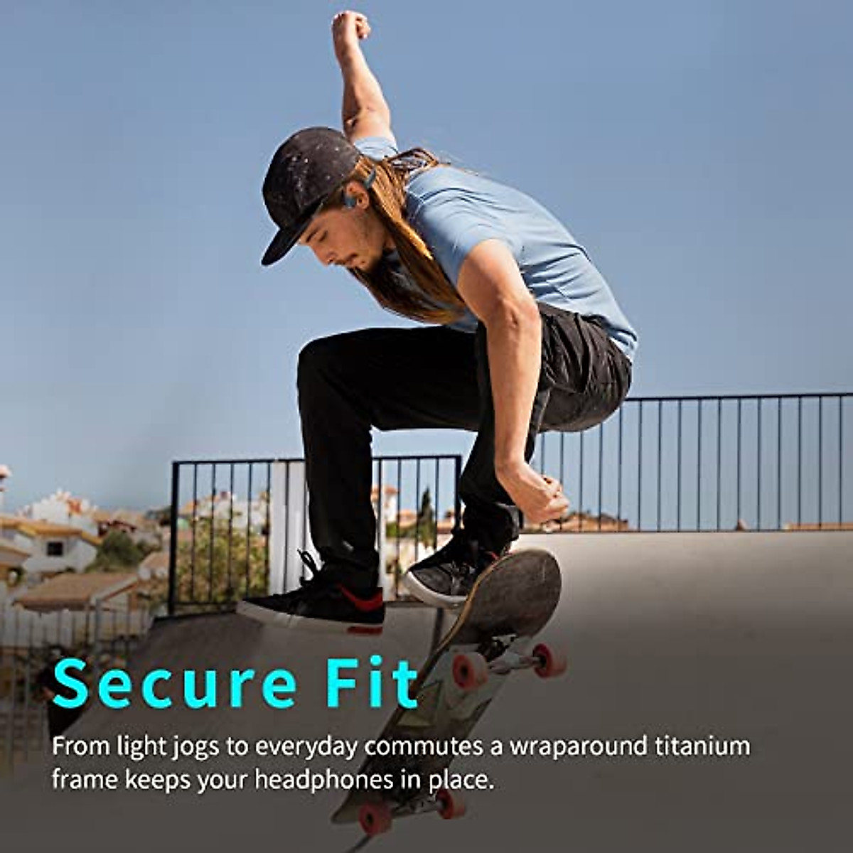 Bone Conduction Headphones Bluetooth,Wireless Open-Ear Headphones Built-in Noise-canceling Mic,Sweatproof Bluetooth 5.0 Sport Headset for Running, Bicycling, Hiking, Yoga -Black