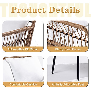 Outdoor Patio Furniture , All-Weather Wicker Rattan Woven Furniture Boho Small Sofa or Garden Chair Set for Porch, Balcony, Lawn and Terrace 2-Seat Patio Couch or 3-Piece Bistro Set Random Delivery