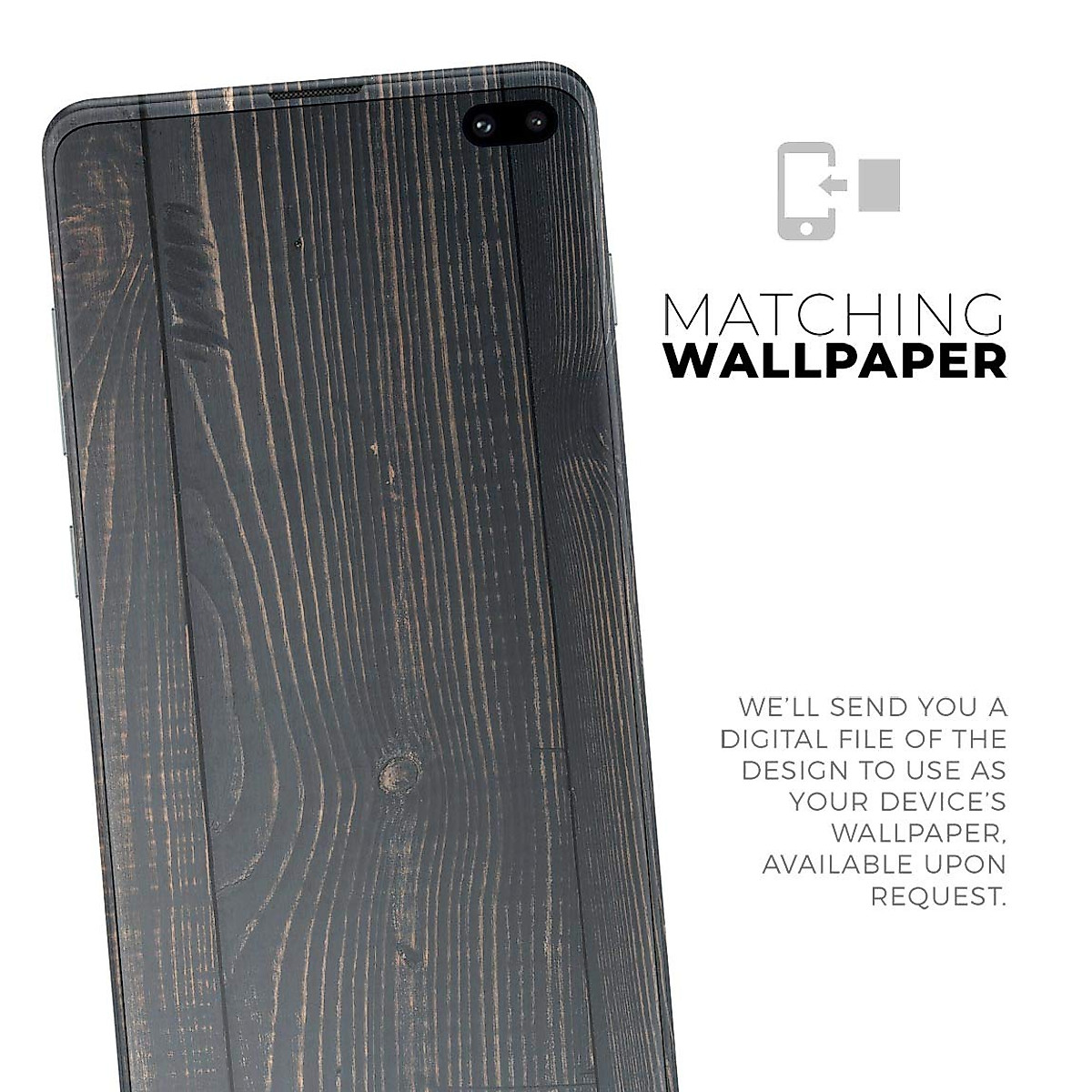 DesignSkinz Vertical Blackwashed Woodgrain Protective Vinyl Decal Wrap Skin Cover Compatible with The Samsung Galaxy S20 (Screen Trim & Back Glass Skin)