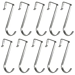 Hanging Hook FMHXG 10PCS S Shaped Stainless Steel Hooks Clips Metal Hangers Hanging Hooks for DIY Crafts, Hanging Jewelry, Key Chain, Tags, Fishing Lure, Net Equipment, Clip-on Hook