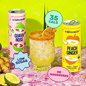 wildwonder Sparkling Probiotic Juice Drink w/Gut Health Immunity & Support 5g Fiber, Live Probiotics, Caffeine Free, Organic, Vegan, Low Sugar, 6pk 12oz, Classic Variety Pack, As Seen on Shark Tank