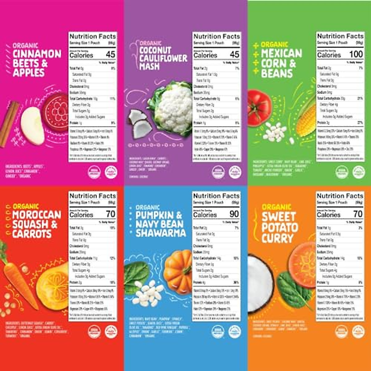 Lil’ Gourmets Organic & Fresh Veggie-Rich Baby Food, Clean Label Project Purity Award Winner, For 6+ Months, 3.5oz Pouch. Ships Chilled to Your Door (Variety Pack of 12)