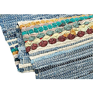 The Home Talk Recycled Denim Area Rug | Carpets Suitable for Living Room, Bedroom, Dining Room, Home Décor | Handcrafted Rugs | Non-Skid | Bohemian Contemporary | 2’ x 5’ | Denim Rag Store