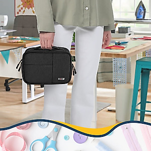 BUBM Double Layer Sewing Organizer with Detachable Dividers, Sewing Supplies Organizer for Sewing kits (BAG ONLY), Black