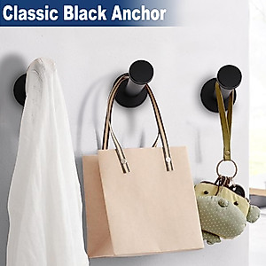 UHBYJM Bath Towel Hooks,8 Pack Heavy Duty Wall Mounted Robe Hook,Stainless Steel Round Coat Hooks,Bath Towel Hangers for Bedroom Living Room Bedroom Kitchen(6.2 Inch, Matte Black)