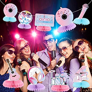 Popular Birthday Party Decorations Music Party Honeycomb Centerpieces Guitar Themed Party Decorations for Girls Birthday Fans Celebration Party Supplies
