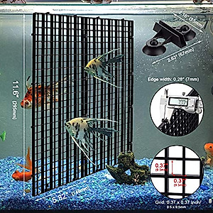 OIIKI 2PCS Egg Crate for Aquarium, Grid Tank Divider Tray, Fish Tank Bottom Isolation, with 4PCS Sucker Clip, for Mixed Breeding (Black)
