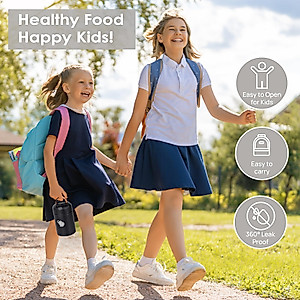 NewFation Thermos For Hot Food - 17 Oz Insulated Food Container With Foldable Fork& Spoon, Leak Proof Soup Thermos For Adults, Food Thermos Portable With Handle For Office Outdoors(Black),(TH-01)