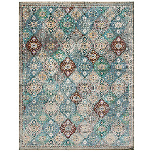 SAFAVIEH Luxor Collection Area Rug - 8' x 10', Ivory & Turquoise, Handmade Boho Chic, Ideal for High Traffic Areas in Living Room, Bedroom (LUX329A)