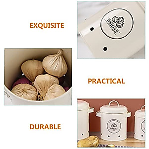 DOITOOL Garlic Storage Bin, Potato Bin, Garlic Keeper, Onion Storage Canister, Kitchen Storage Tins Jars Pots, Food Storage Container with Lids and Aerating Holes