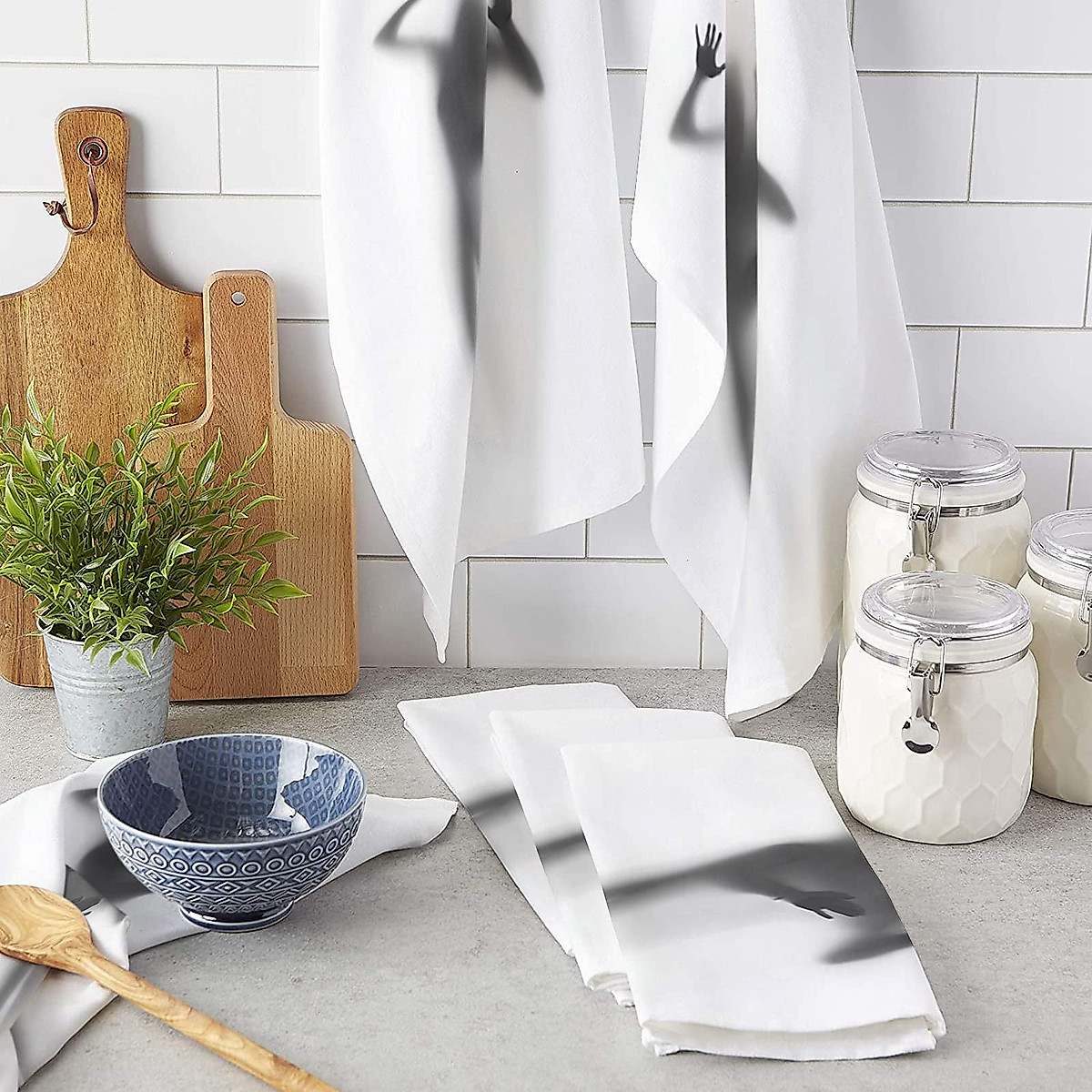 RainbowDay Cotton Kitchen Towels Super Soft Absorbent Kitchen Dish Towels for Drying Dishes/Hand/Tea/Bar Towels Silhouette Shadow Men and Women Couple Cleaning Kitchen Towels 2 Pack, 18x28 Inch