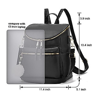 I IHAYNER Women Backpack Purse Fashion Leather Large Designer Travel Bag Ladies Shoulder Bags with Pompom Backpack for College Work, Black