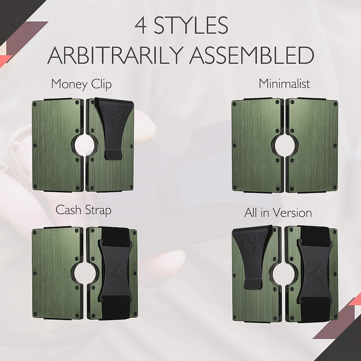 DONWORD Minimalist Wallet for Men RFID Blocking Aluminum Wallet Carbon Fiber Card Case Metal Wallet Minimalist Front Pocket Card Holder Cash Strap Mens Wallet (Army Green)