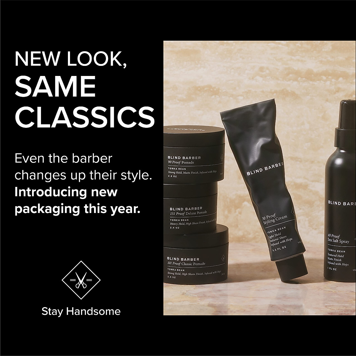 Blind Barber 90 Proof Hair Pomade for Men - Strong Hold, Natural Finish - Water-Based Pomade for Men with Hops & Tonka Bean - Free of Greasy Oils, Easy to Use Matte Pomade - (2.5 Oz)