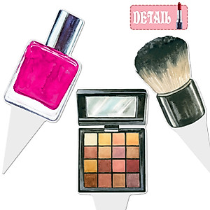 48Pcs Makeup Cupcake Toppers Spa Makeup Birthday Party Decorations Cosmetics Lipstick Eyelashes Perfume Theme Cupcake Picks Decorations for Girls Women Birthday Party Party Bridal Shower Supplies