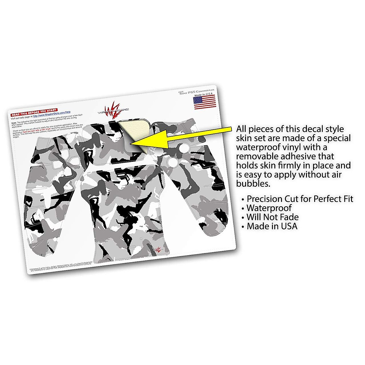 WraptorSkinz Skin Wrap compatible with Sony PS5 DualSense Controller Sexy Girl Silhouette Camo Gray (CONTROLLER NOT INCLUDED)