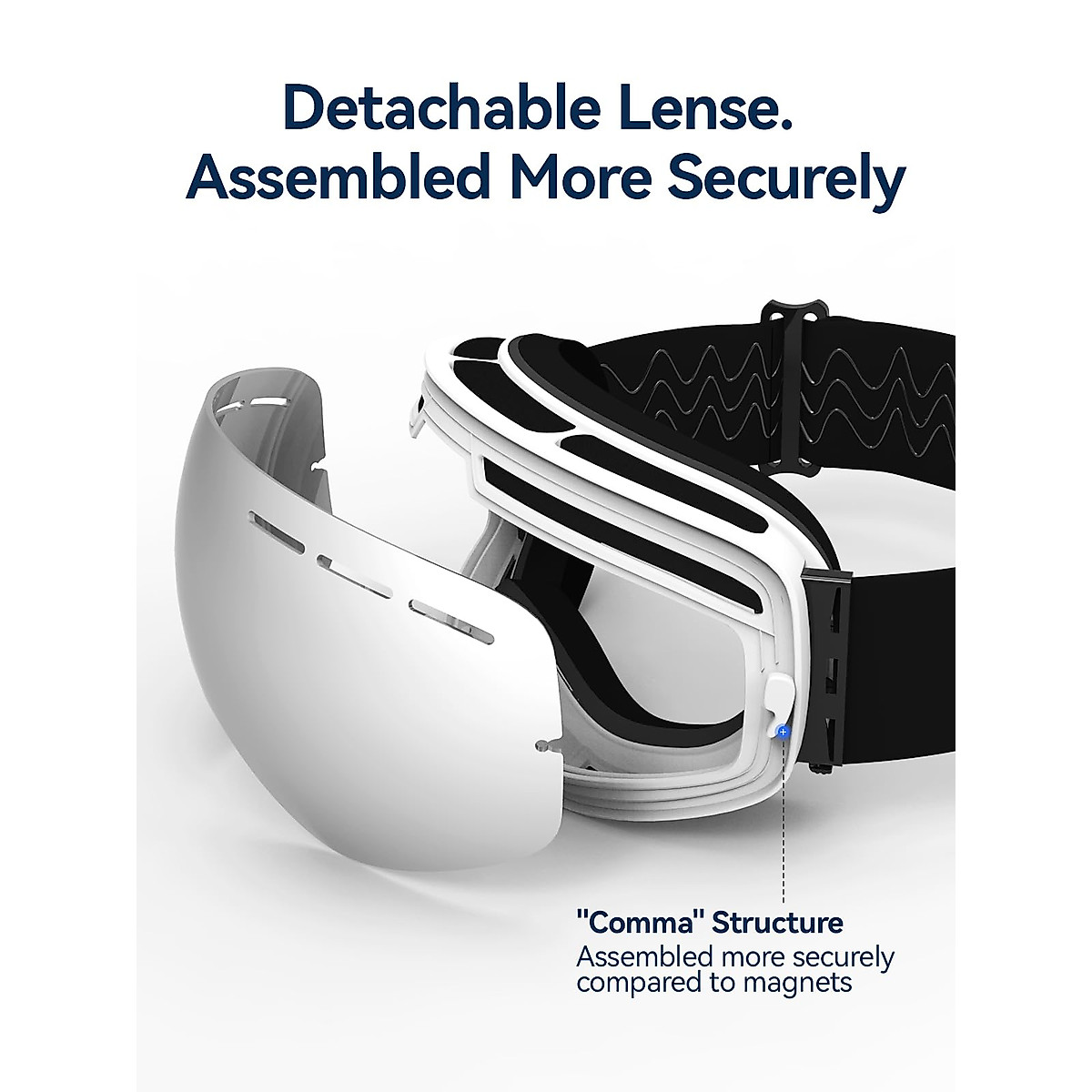 COPOZZ Ski Goggles, G1 OTG Snowboard Snow Goggles for Men Women Youth, Interchangeable Double Layer Anti Fog UV Protection Lens, Polarized Goggles Available (G1-Black Frame Silver Lens (VLT 10.1%))