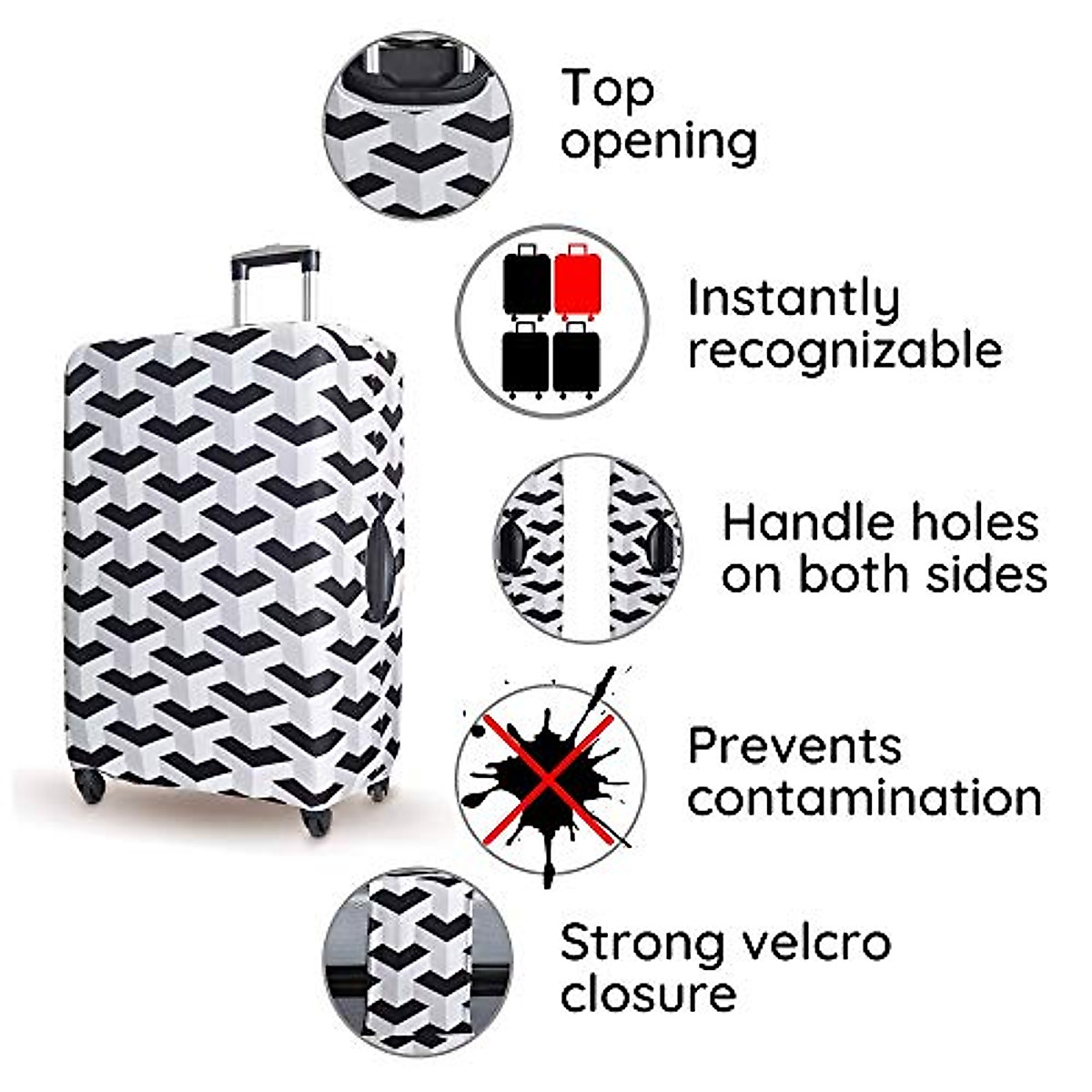 Luggage Cover Suitcase Protector Fits 19-33 Inch TSA Approved Travel Suitcase Cover Washable Dustproof Anti-Scratch (M (22-26 inch), Pattern)