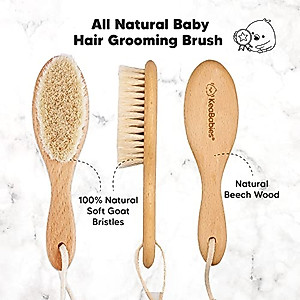 Baby Hair Brush - Baby Brush with Soft Goat Bristles - Cradle Cap Brush - Perfect Scalp Grooming Product for Infant, Toddler, Kids (Walnut, Oval)