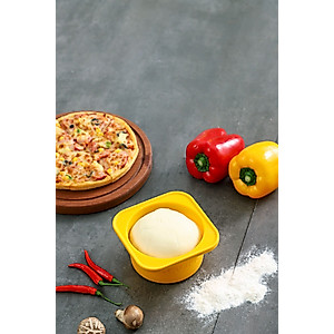 KEVJES Stackable Silicone Artisan Pizza Dough Proofing Proving Containers with Lids-3 pack-500ml portion (1Space Gray+1Green+1Yellow)