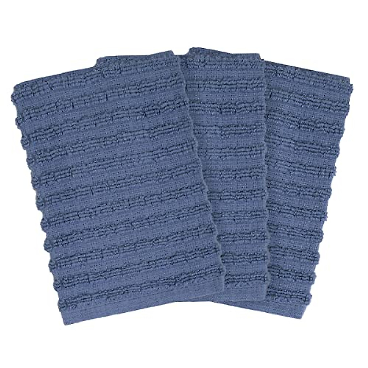 Ritz Royale Collection 100% Combed Terry Cotton, Highly Absorbent, Kitchen Dish Cloth Set, 13-3/4" x 12", 3-Pack, Solid, Federal Blue