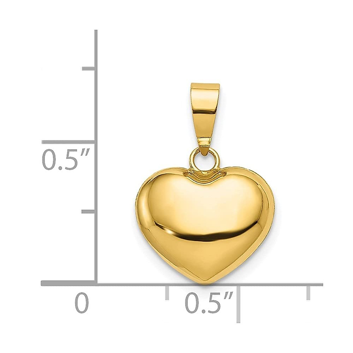 Diamond2Deal 14k Yellow Gold Puffed Heart Pendant (L- 16 mm W- 12 mm)