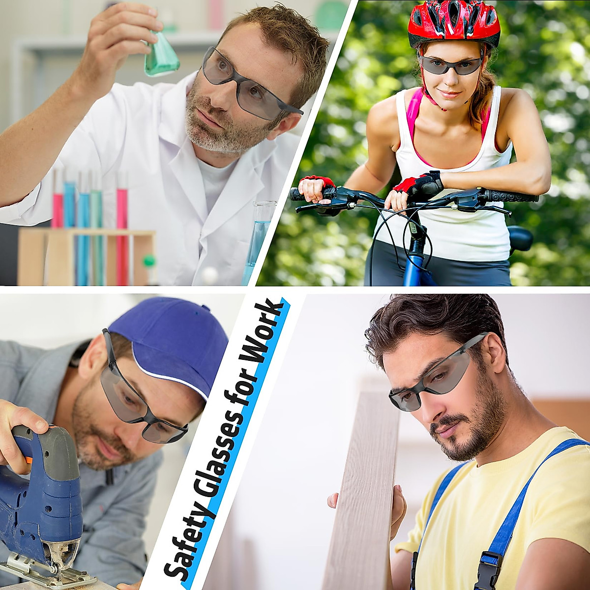 Salfboy Safety Glasses for Men Women ANSI Z87.1 Safety Glasses Bulk UV Protective Eyewear Scratch-Resistant 10PCS (118 10 Grey)