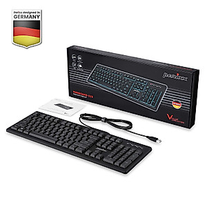 Perixx PERIBOARD-329 Wired USB Backlit Keyboard, Big Print Letter with 7-Color Illuminated LED, X Type High Scissor Keys, Black, US English Layout (11663)