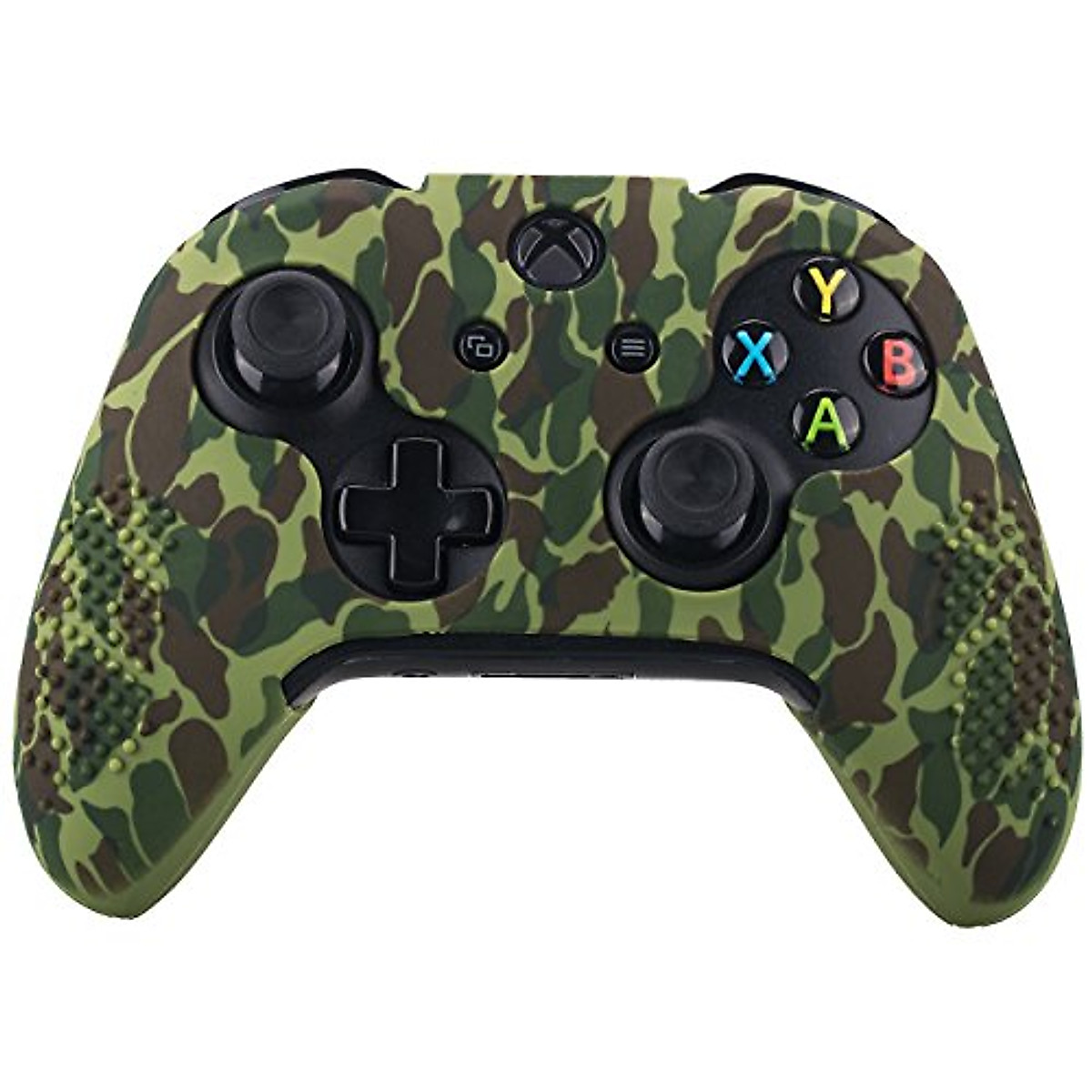9CDeer Studded Protective Customize Transfer Printing Silicone Cover Skin Sleeve Case + 8 Thumb Grips Analog Caps for Xbox One/S/X Controller Dark Green Compatible with Official Stereo Headset