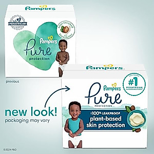 Pampers Baby Diapers - Pure Protection - Size 1, 132 Count, for up to 100% Leakproof, Premium Plant-based Skin Protection