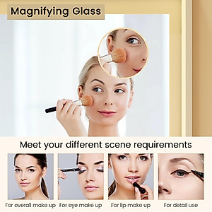 coucheta Vanity Desk with LED Lighted Mirror & Power Outlet, Makeup Vanity with 4 Drawers Lots Storage, 3 Lighting Modes Adjustable Brightness, Dressing Table for Bedroom Dressing Room