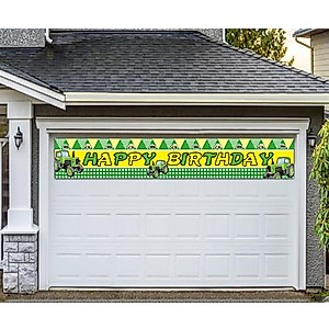 Large Green Tractor Birthday Banner Farm Tractor Themed Birthday Party Supplies Decorations Tractor Birthday Party Backdrop Green Tractor Birthday Yard Sign (9.8 x 1.6 feet)
