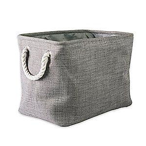 DII, Collapsible Variegated Polyester Storage Bin with Cotton Handles Medium Gray