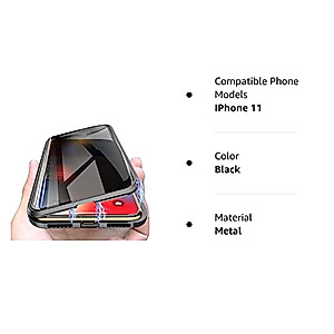 Privacy Magnetic Case for iPhone 11, Anti Peeping Clear Double Sided Tempered Glass [Magnet Absorption Metal Bumper Frame] Thin 360 Full Protective Phone Case for iPhone 11 6.1'' Black