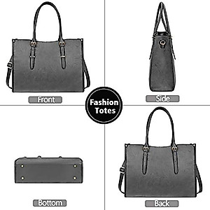 Laptop Bag for Women 15.6 Inch Waterproof Lightweight Leather Laptop Tote Bag Womens Professional Business Office Work Bag Briefcase Large Computer Bag Shoulder Handbag Gray