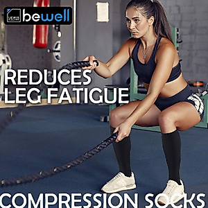 Lewis N. Clark Compression Socks for Women & Men, Circulation, Pregnancy, Athletics, Sports, Running + Travel, Black, One Size