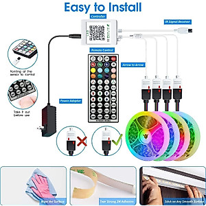 ehomful 130ft Led Lights Ehomful App Control Music RGB 5050 Color Changing Smart Led Strip Lights Kit with 44 Keys Remote, Led Lights for Bedroom,Room,Apartment,Kitchen,Party Decorations