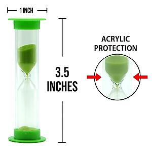 TeacherFav Sand Timer for Kids Set of 4 Small Colorful Hour Glass Acrylic Covered Clock 1Min 2Min 3Min 5Min for Classroom, Home & Kids Room