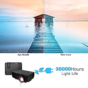 Pyle Portable Video-Projector Full HD with Remote - Home Theater-Projector Tv Digital Movie-Projector - 1080p Support 80" Led-LCD-Display USB/HDMI Mac,Computer and Laptop - Pyle PRJG88, BLACK