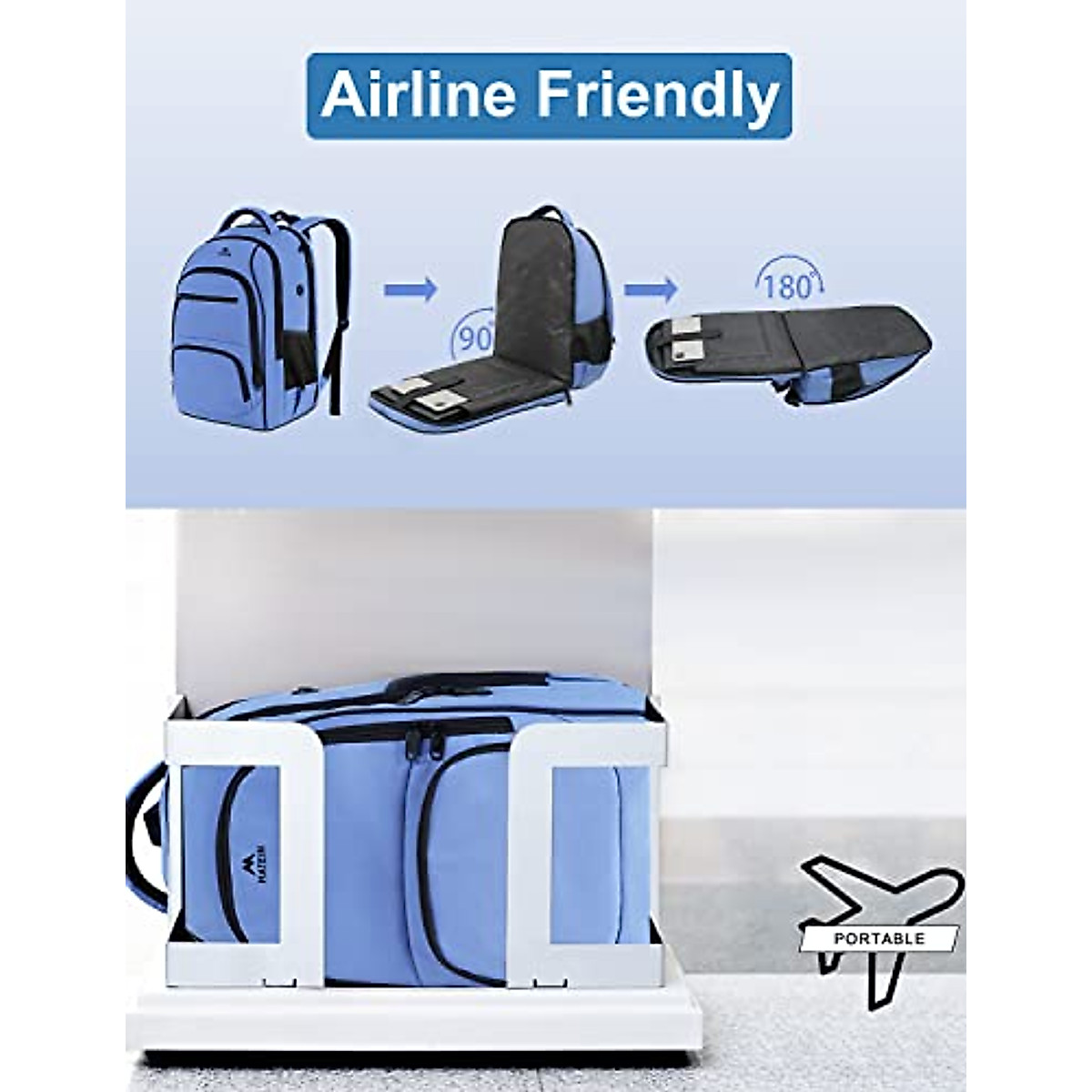 MATEIN Large Laptop Backpack, Water Resistant 17 Inch Travel Laptop Backpack with Waterproof Wet & Dry Pocket, College Lightweight Daypack Durable Anti Theft Computer Bag for Men & Women, Blue