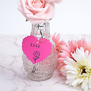 SallyFashion 240PCS Valentines Heart Gift Tags, Pink Paper Tags Heart Shaped Paper Labels for Valentine's Day Mother's Day Anniversary Wedding