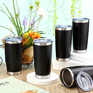 Sieral 36 Packs 20 oz Stainless Steel Tumbler Bulk with Lid Vacuum Double Wall Insulated Travel Coffee Mug Powder Coated Insulated Tumbler Cup for Christmas Wedding Birthday Party Favor Gifts (Black)