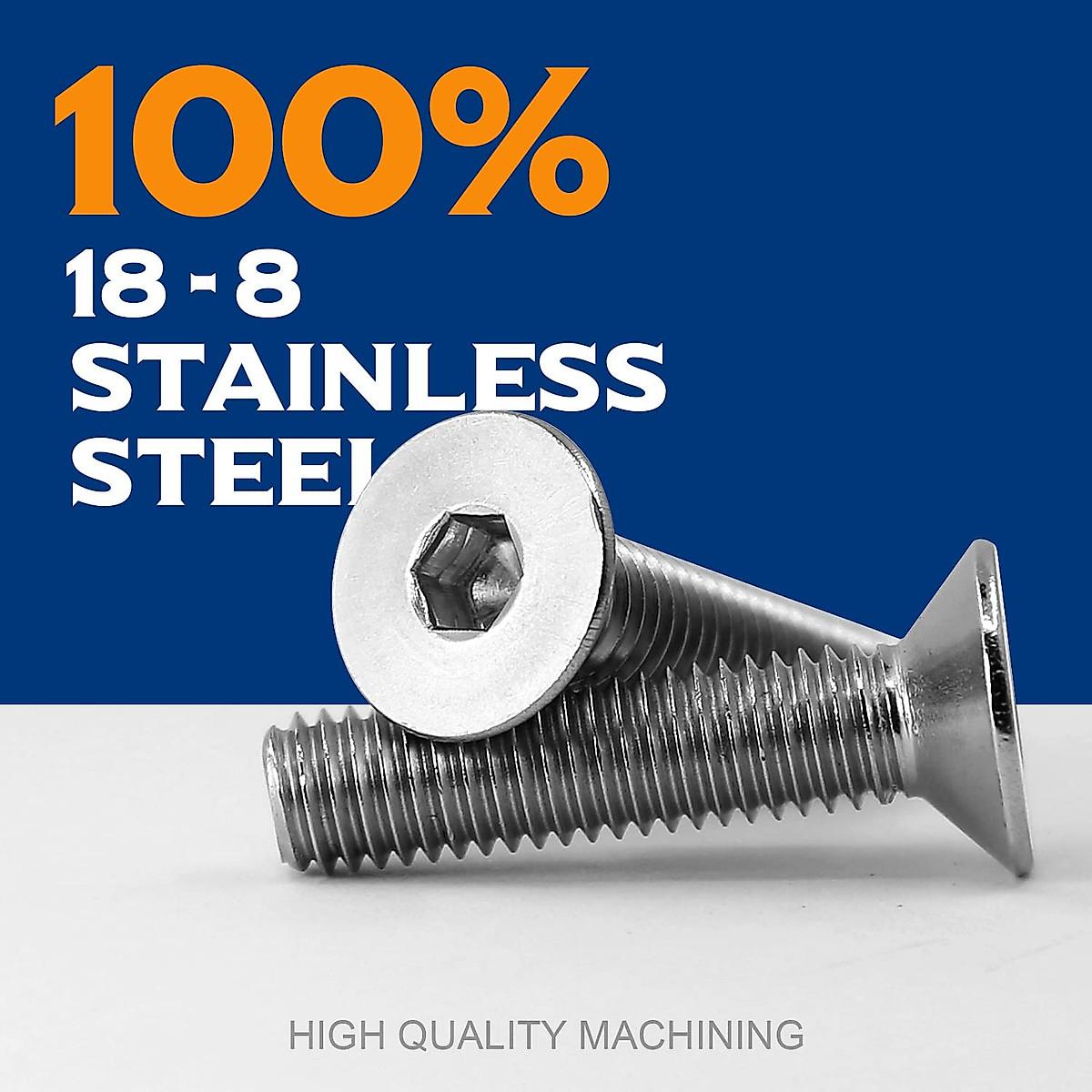 10 PCS M8-1.25 x 80mm Flat Head Socket Cap Screws, Stainless Steel A2-70, DIN 7991, Allen Socket Drive,Full Thread, Machine Thread