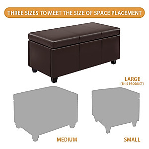 CangLong 36Inch Rectangular Faux Leather Storage Ottoman Bench, Large, Espresso Brown